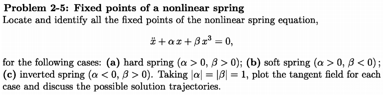 Problem 2-5: Fixed points of a nonlinear spring | Chegg.com