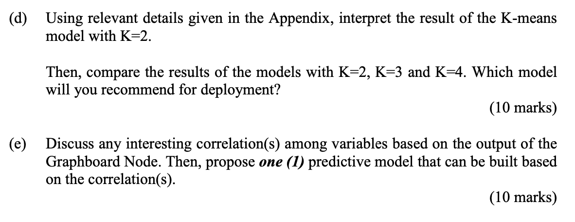 Solved d) Using relevant details given in the Appendix, | Chegg.com