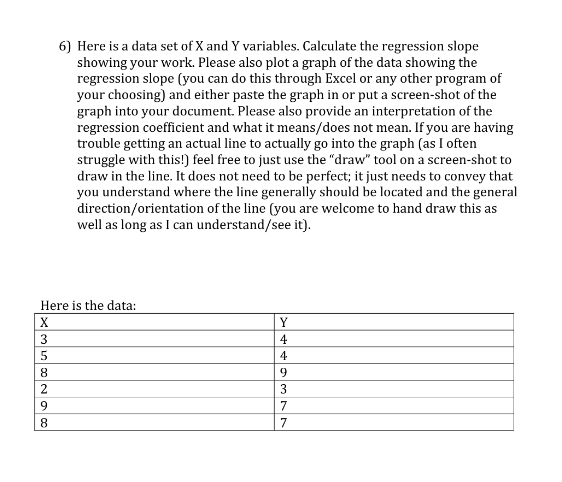 Solved 6) Here is a data set of X and Y variables. Calculate | Chegg.com