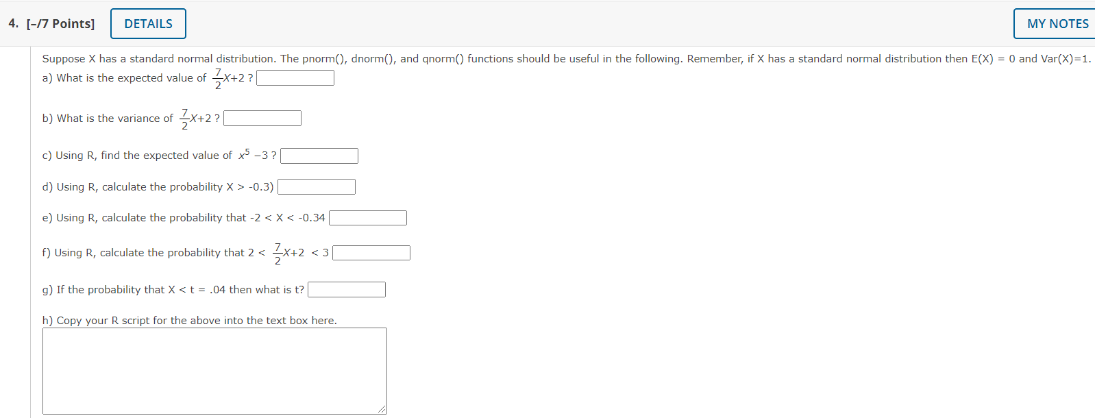 Solved 4. [-17 Points] DETAILS MY NOTES Suppose X has a | Chegg.com
