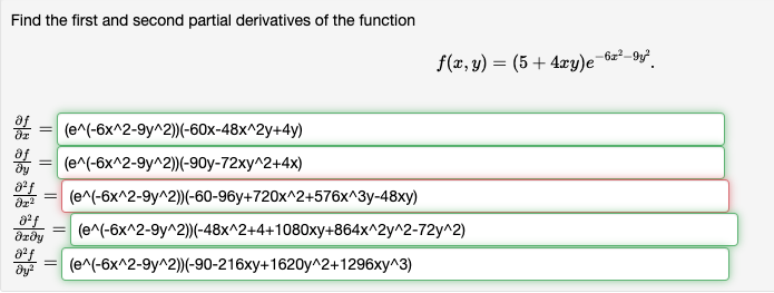 Solved Find the first and second partial derivatives of the | Chegg.com