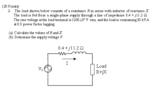 Solved (20 Points) 2- The load shown below consists of a | Chegg.com