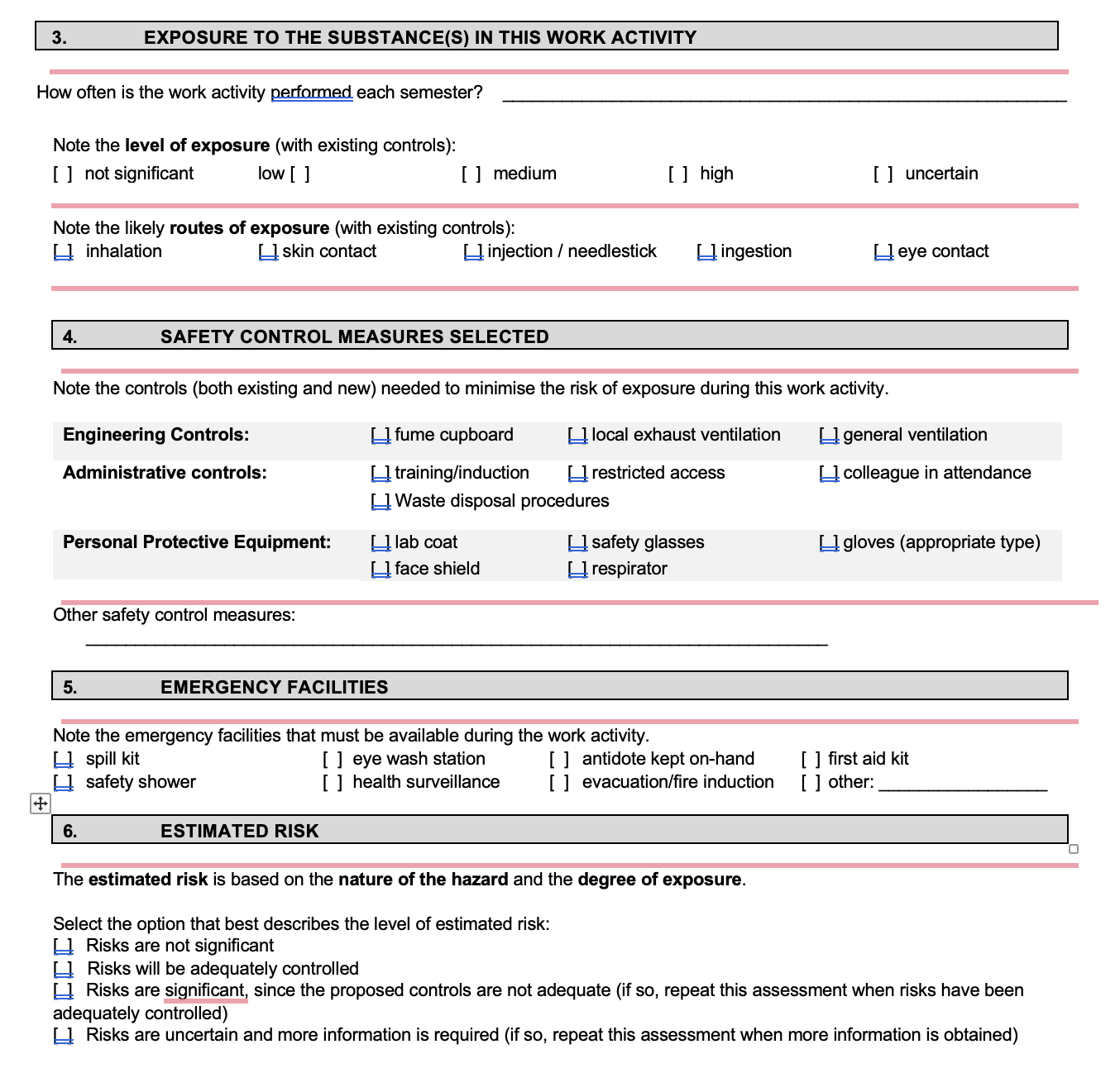 Solved I need to complete the risk assessment for the | Chegg.com