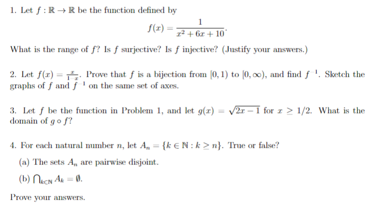 Solved 1. Let f: R+R be the function defined by 1 f()= 12 + | Chegg.com