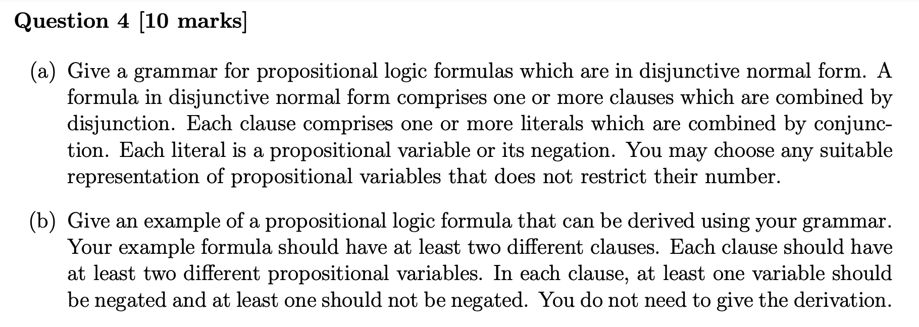 Solved Question 4 (10 marks] (a) Give a grammar for | Chegg.com