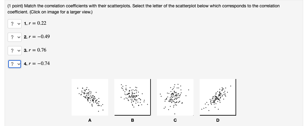 Solved (1 point) Match the correlation coefficients with | Chegg.com