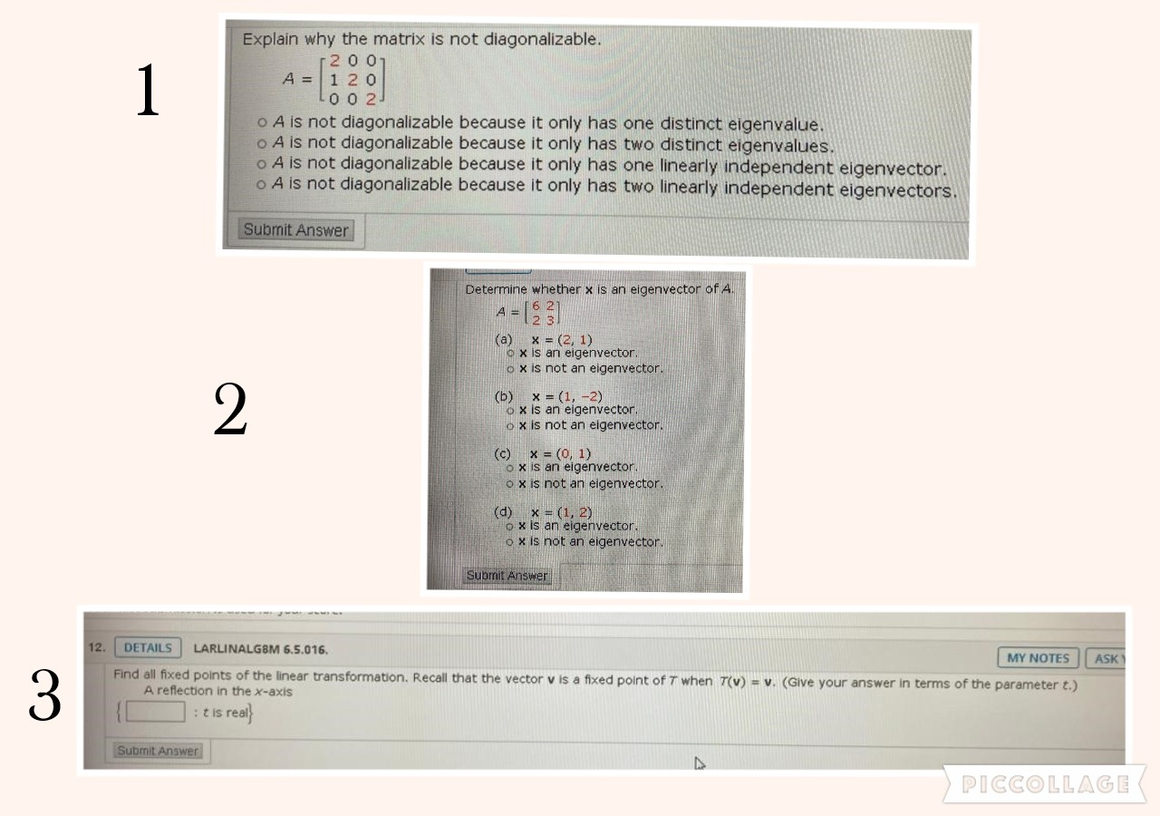 Solved 1 Explain why the matrix is not diagonalizable. 200 A | Chegg.com