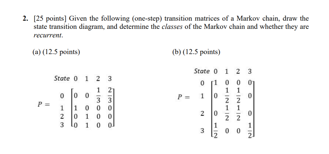 Solved 2. [25 points] Given the following (one-step) | Chegg.com
