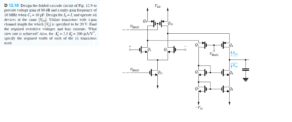 Solved D 12.18 Design the folded-cascode circuit of Fig. | Chegg.com