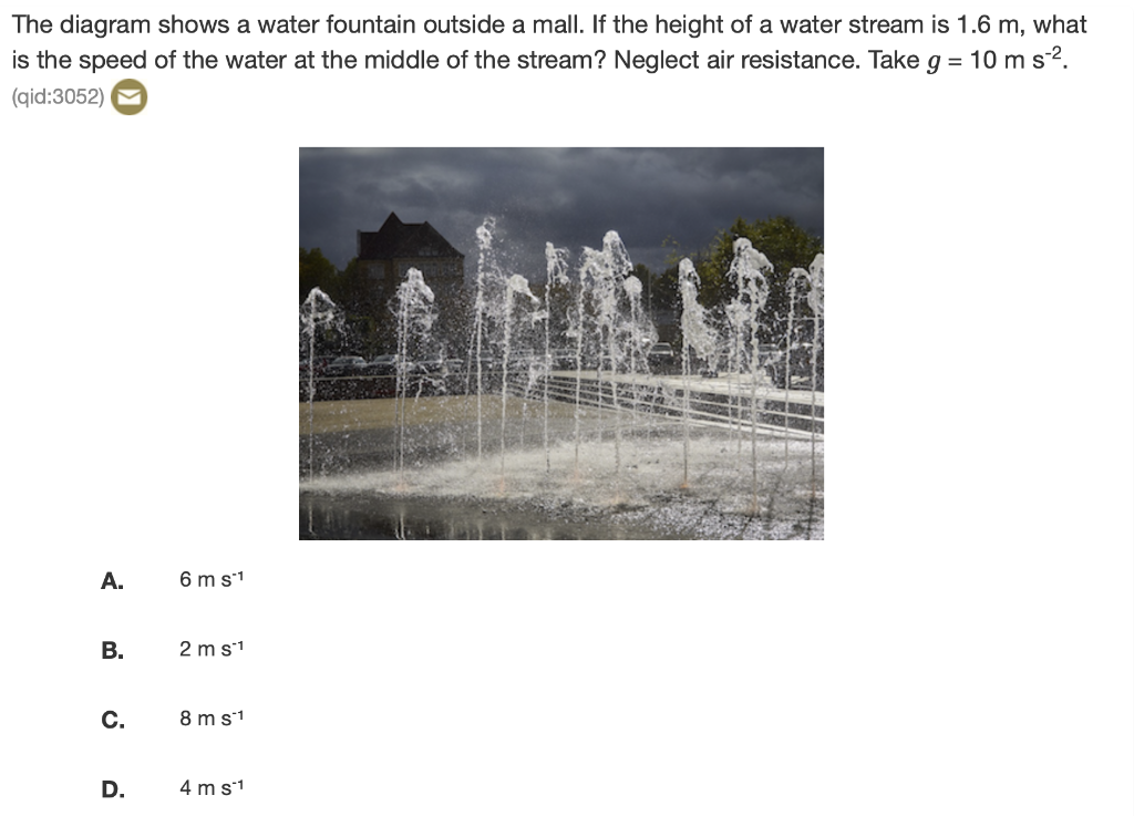 Solved The diagram shows a water fountain outside a mall. If | Chegg.com