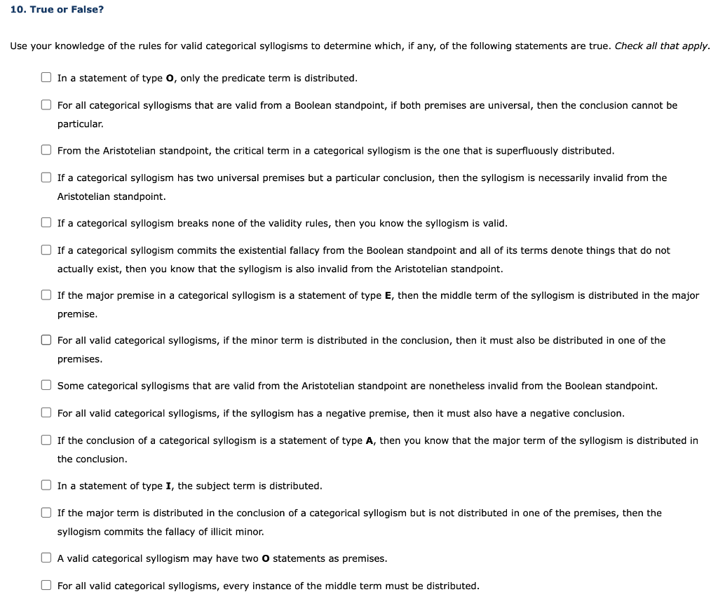 your knowledge of the rules for valid categorical | Chegg.com