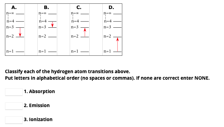 Solved Classify each of the hydrogen atom transitions above. | Chegg.com