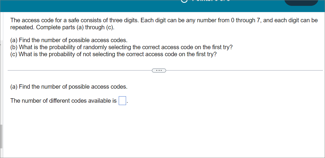 Solved The access code for a safe consists of three digits. | Chegg.com