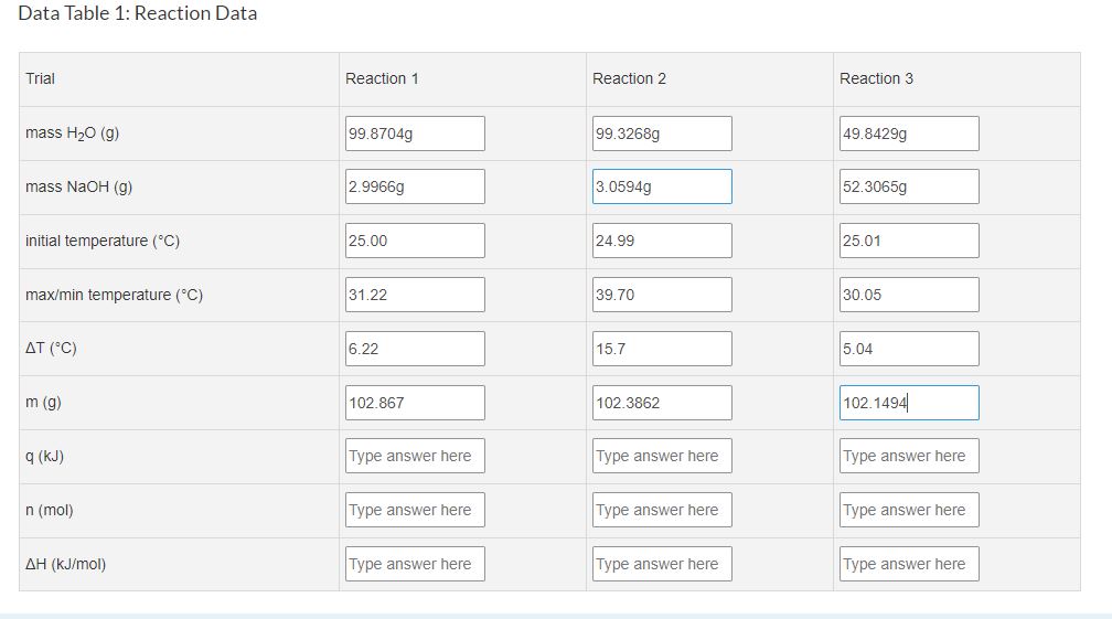 Solved Calculate the net heat transfer, q, for each reaction | Chegg.com