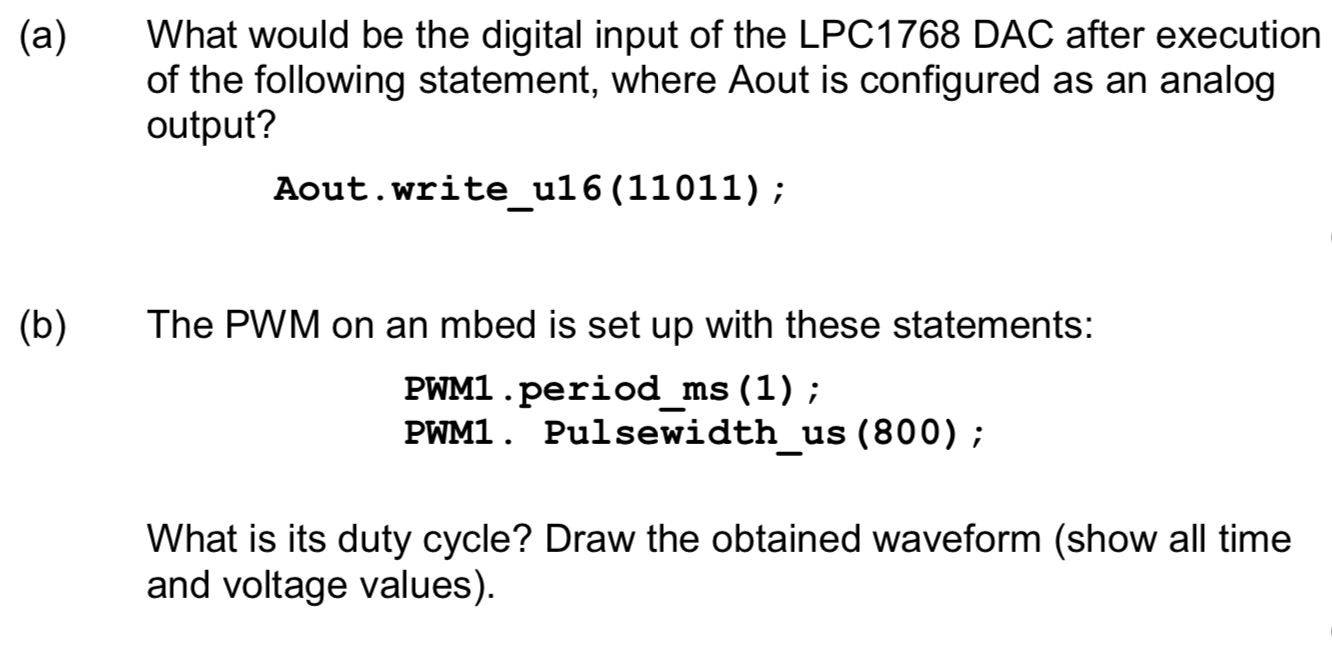 Solved (a) What would be the digital input of the LPC1768 | Chegg.com