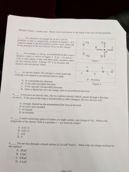 Solved ____ Two identical +Q charges lie on the y-axis at | Chegg.com