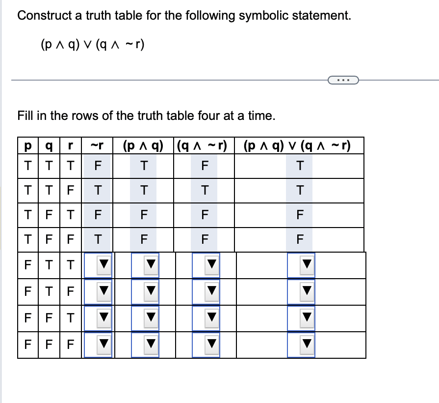 Solved Construct A Truth Table For The Following Symbolic