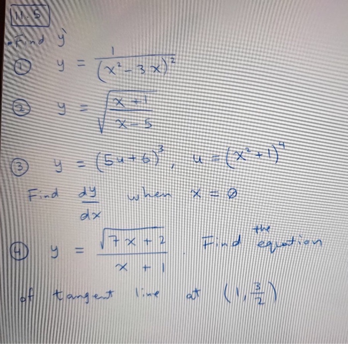 Solved Only Q2,3,4Q2 Find y prime Q3 find dy/dx when x = 0 | Chegg.com