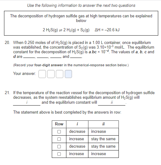 Solved Equilibrium & acid &bases Multiple choice, numeric | Chegg.com