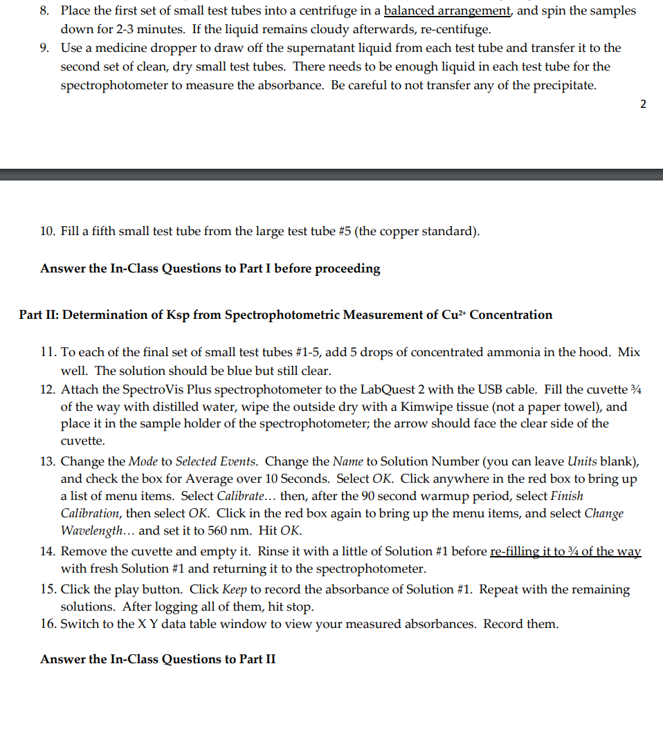 Solved Experiment 7 – Solubility Product of Copper (II) | Chegg.com