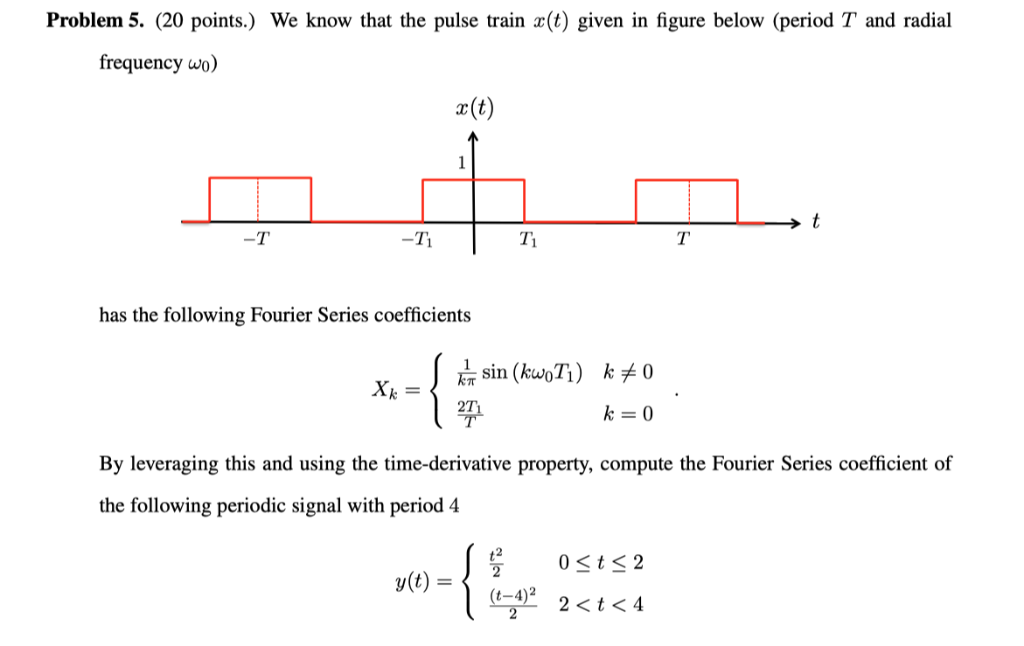 Solved Problem 5. (20 points.) We know that the pulse train | Chegg.com