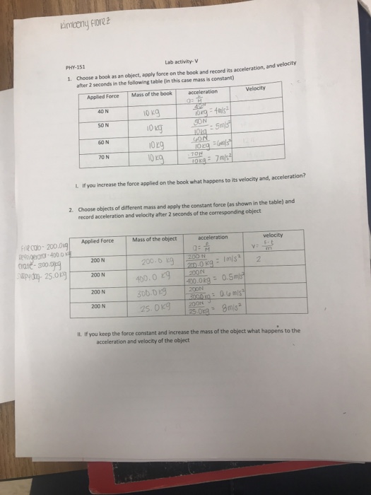 Solved Phy 151 Lab Activity V Choose A Book As An Object Chegg