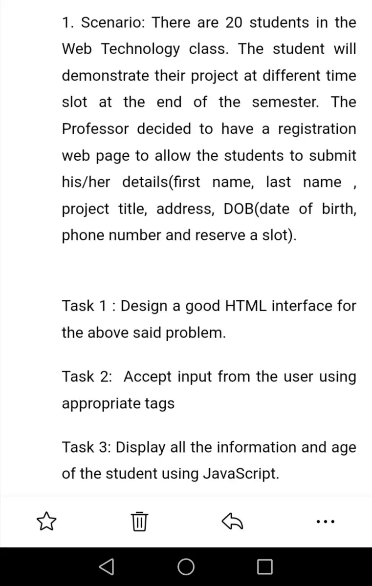 Solved 1. Scenario: There are 20 students in the Web | Chegg.com