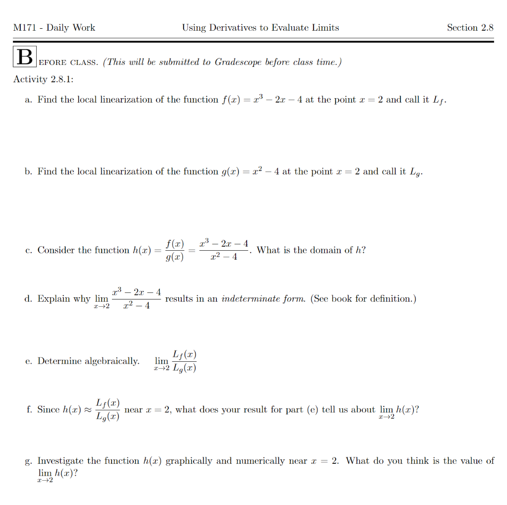 Solved a. Find the local linearization of the function | Chegg.com