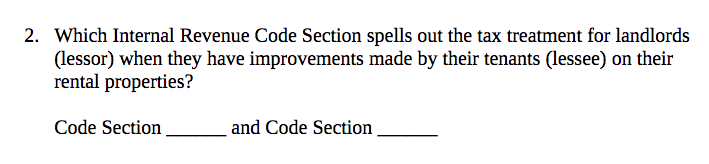 Solved 2. Which Internal Revenue Code Section spells out the | Chegg.com