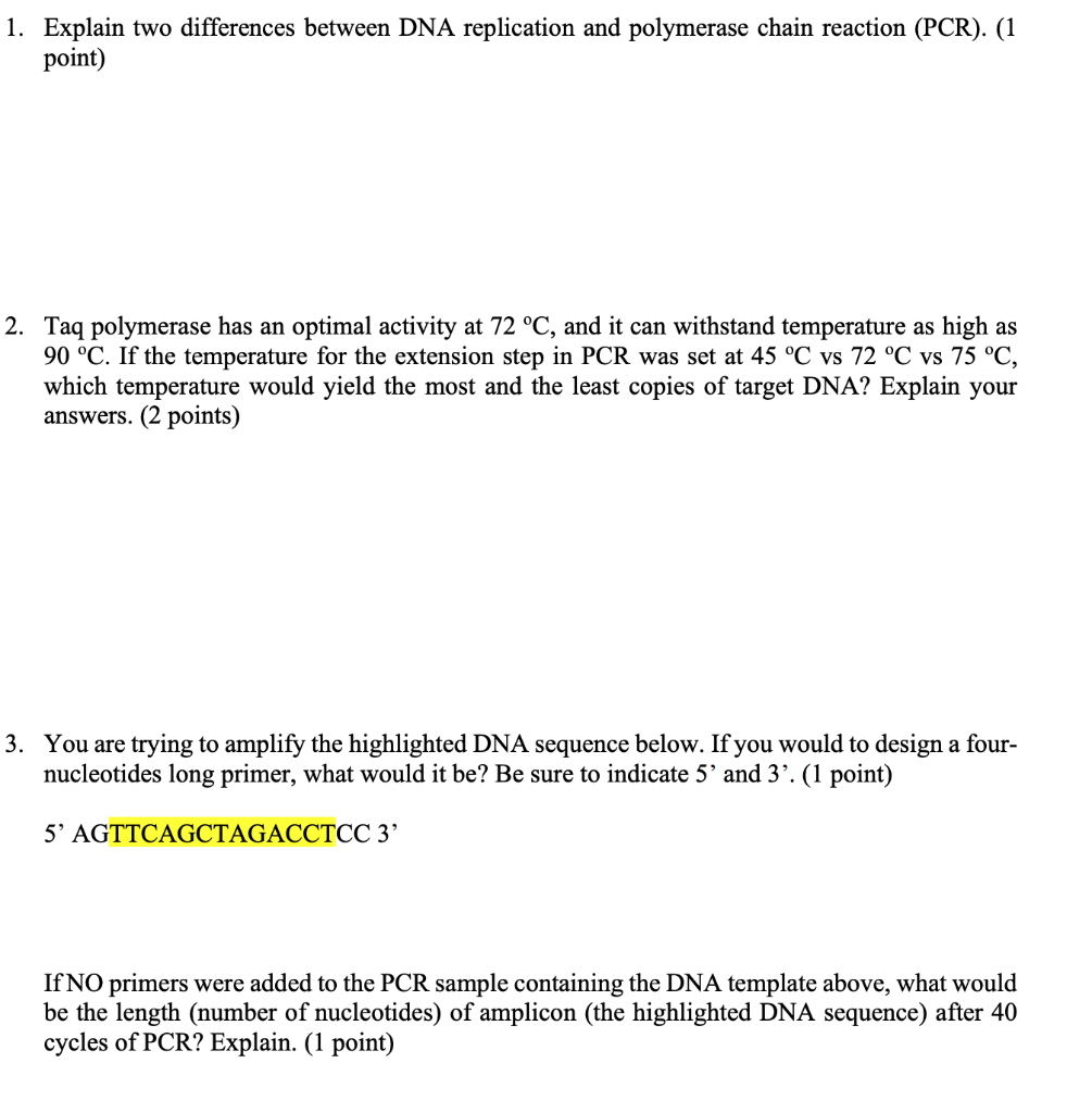 Solved 1. Explain two differences between DNA replication | Chegg.com