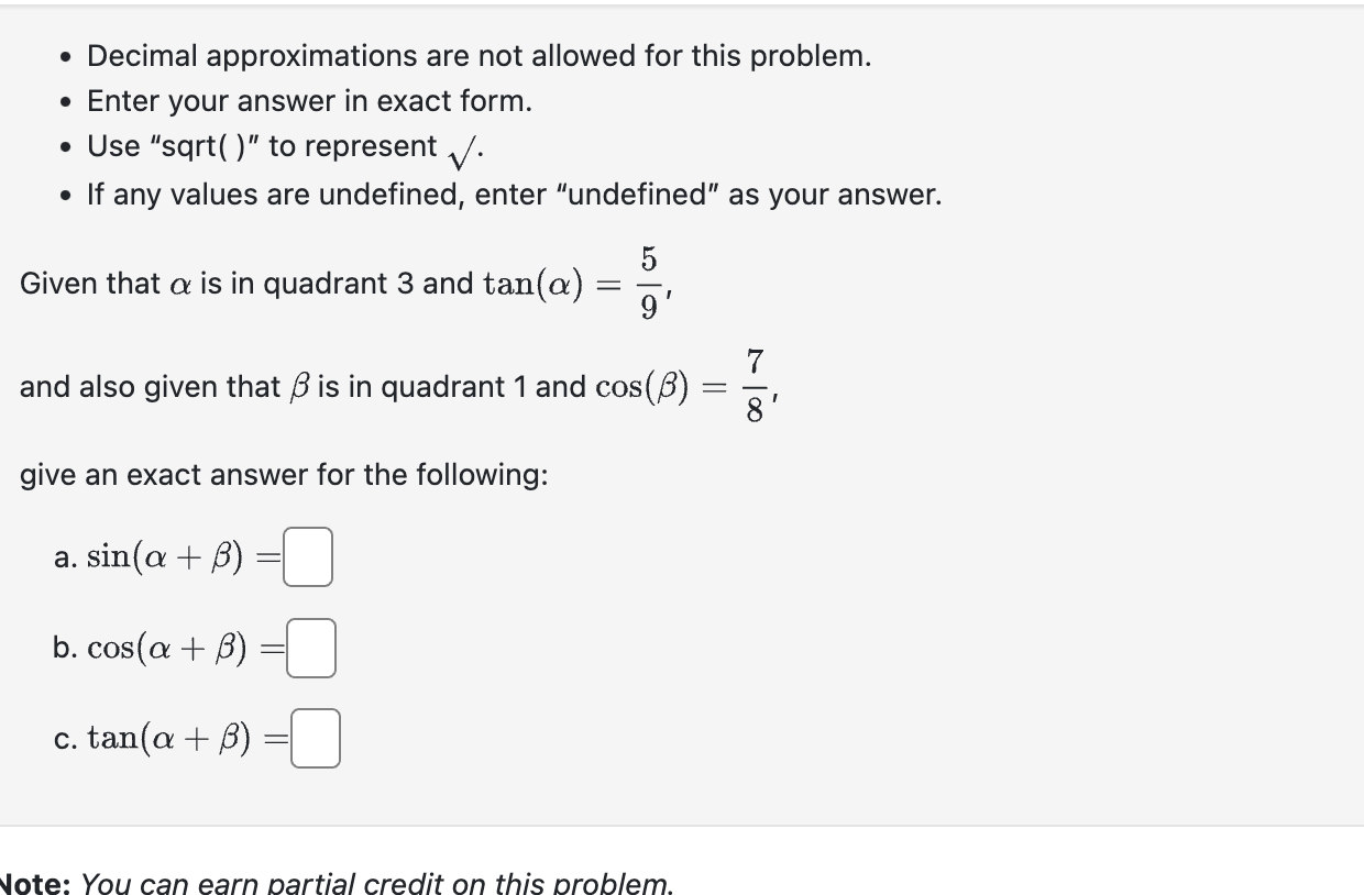 Solved - Decimal approximations are not allowed for this | Chegg.com
