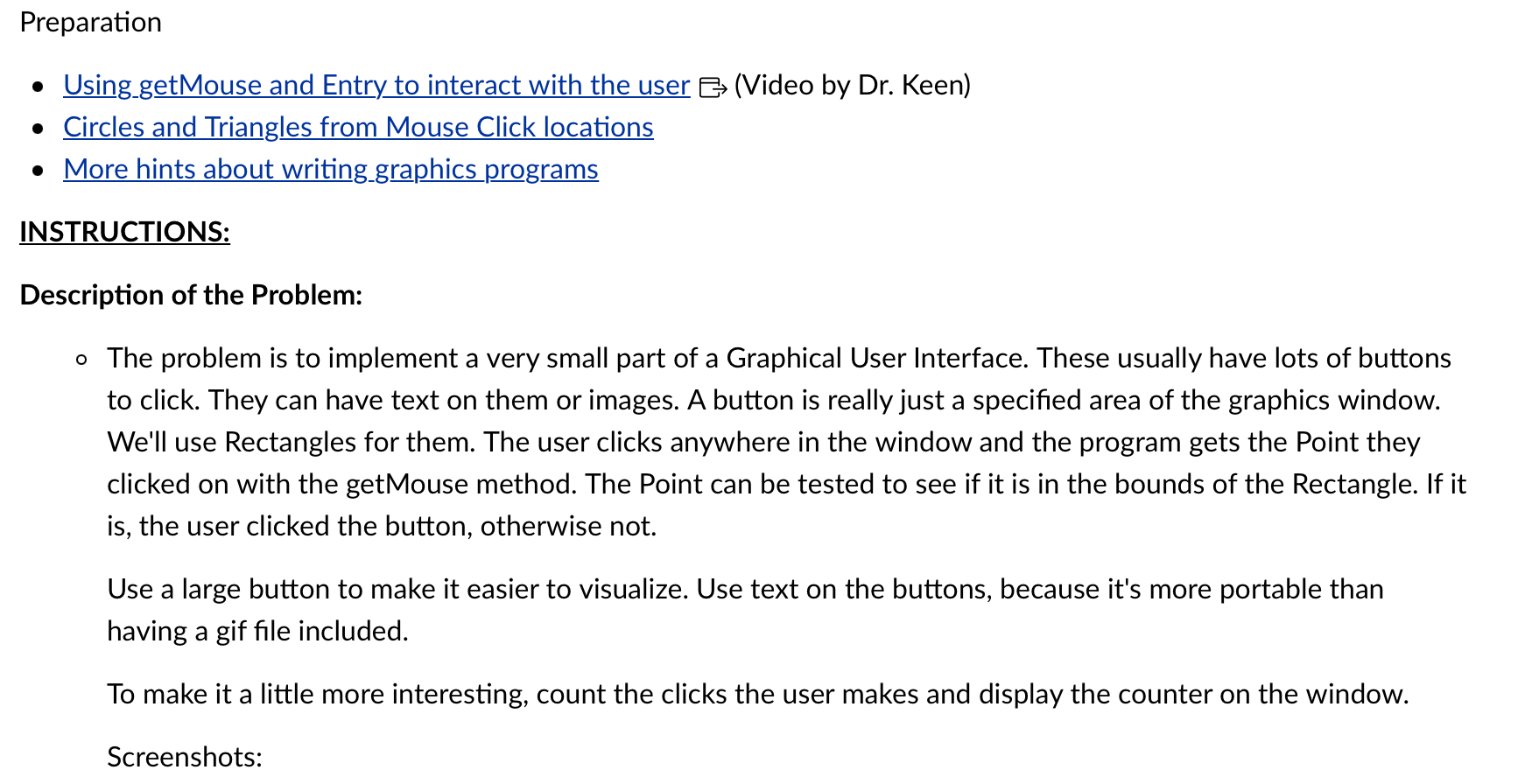 Solved Preparation - Using_getMouse and Entry to interact | Chegg.com