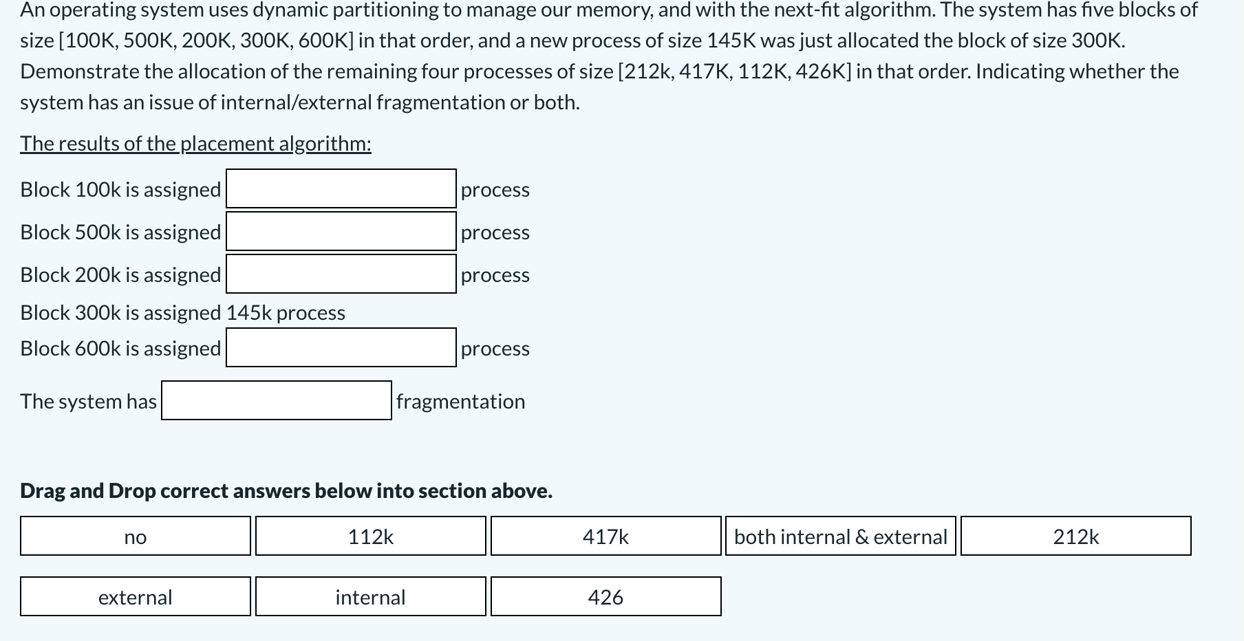 Solved An Operating System Uses Dynamic Partitioning To 5078