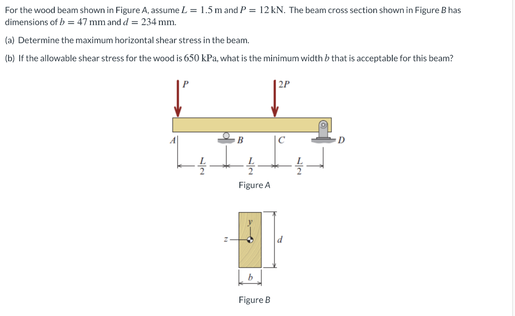Solved For the wood beam shown in Figure A, assume L = 1.5 m | Chegg.com
