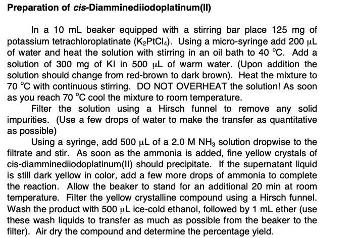 Solved In a 10 mL beaker equipped with a stirring bar place | Chegg.com