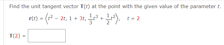Solved Find the unit tangent vector T(t) at the point with | Chegg.com