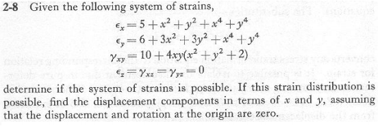 Solved 2-8 Given the following system of strains, %,-10 + | Chegg.com