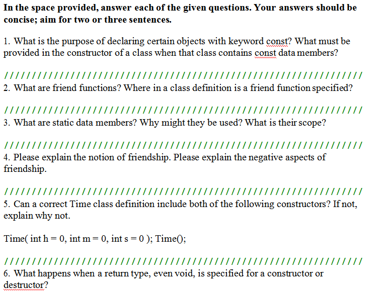 Solved In the space provided, answer each of the given | Chegg.com