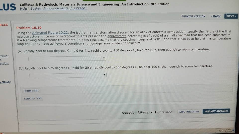 Solved Callister & Rethwisch, Materials Science and | Chegg.com