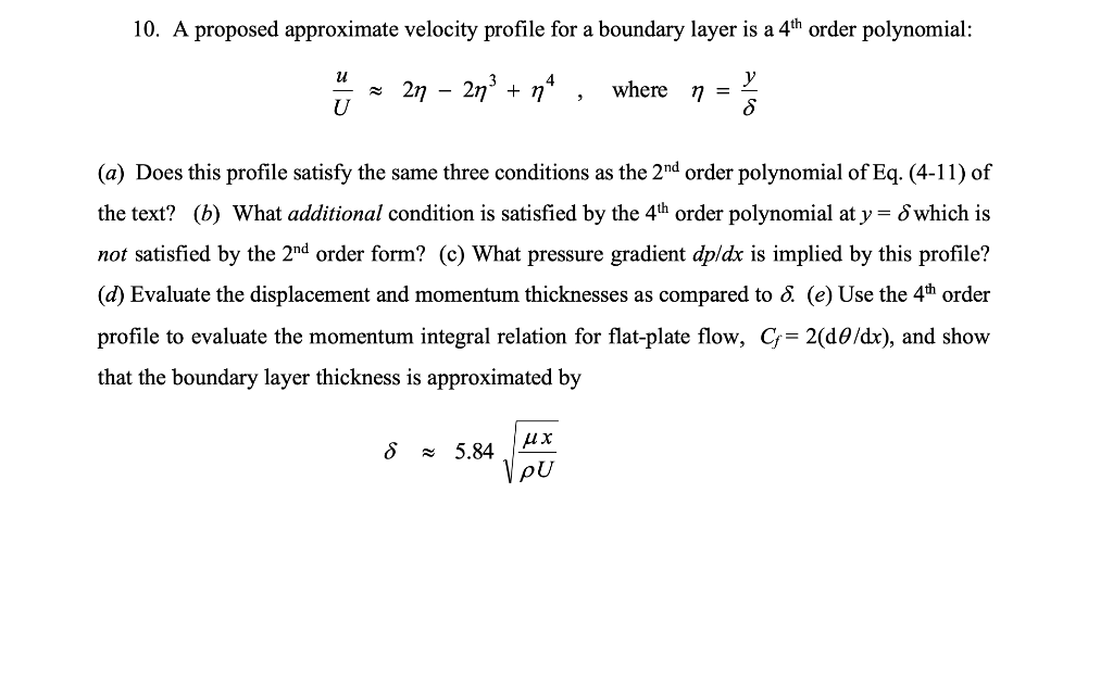 10. A proposed approximate velocity profile for a | Chegg.com