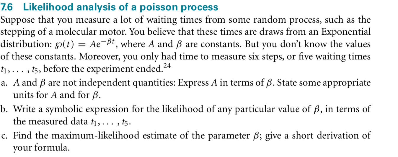 7.6 Likelihood analysis of a poisson process Suppose | Chegg.com