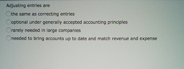 Solved Adjusting entries are the same as correcting entries | Chegg.com
