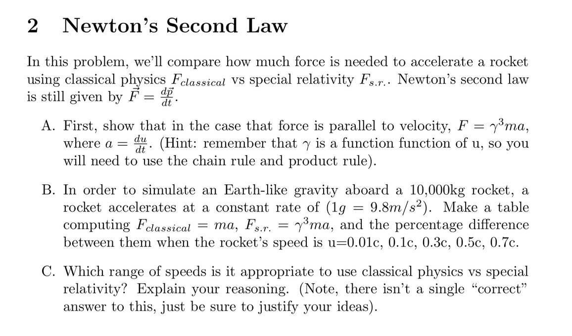 Solved 2 Newton's Second Law In this problem, we'll compare | Chegg.com