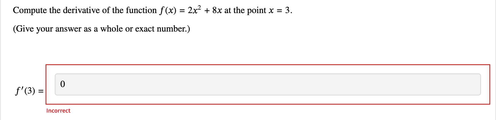 Solved Compute the derivative of the function f(x)=2x2+8x | Chegg.com