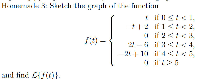 Solved Homemade 3: Sketch the graph of the | Chegg.com