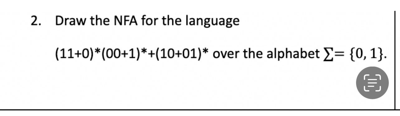 Solved 2. Draw the NFA for the language | Chegg.com