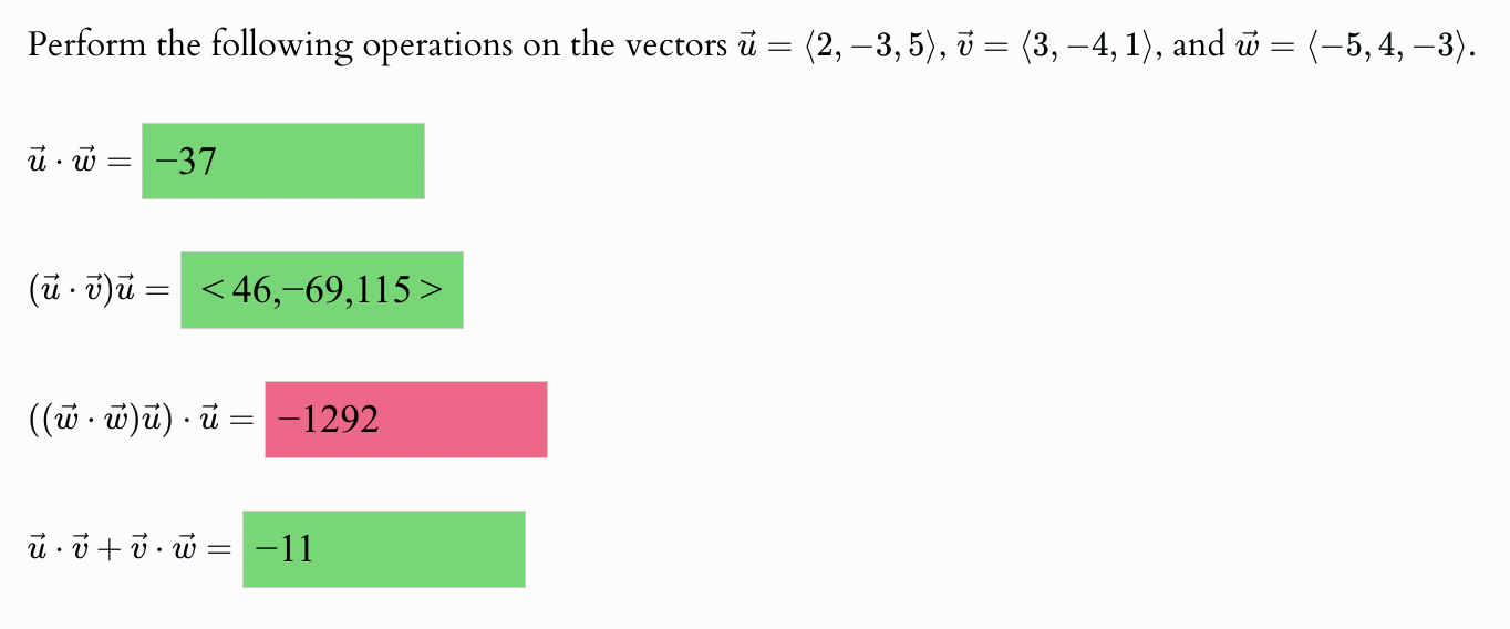 Solved Perform the following operations on the vectors | Chegg.com