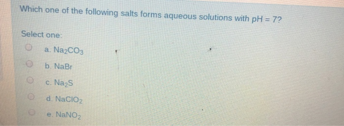 Solved Which one of the following salts forms aqueous | Chegg.com