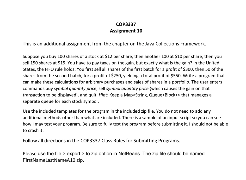 Solved COP3337 Assignment 10 This is an additional | Chegg.com