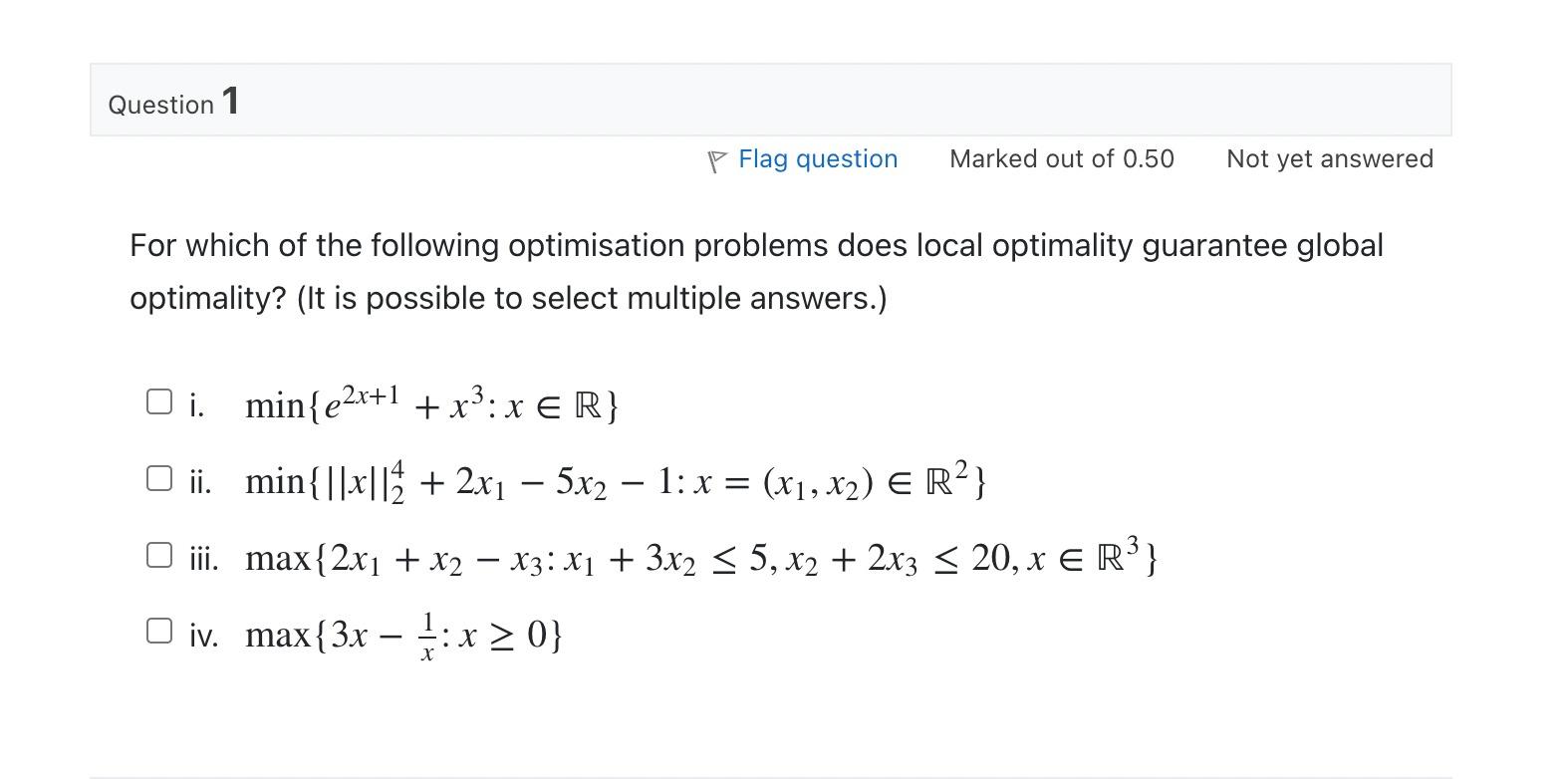 Solved For which of the following optimisation problems does | Chegg.com
